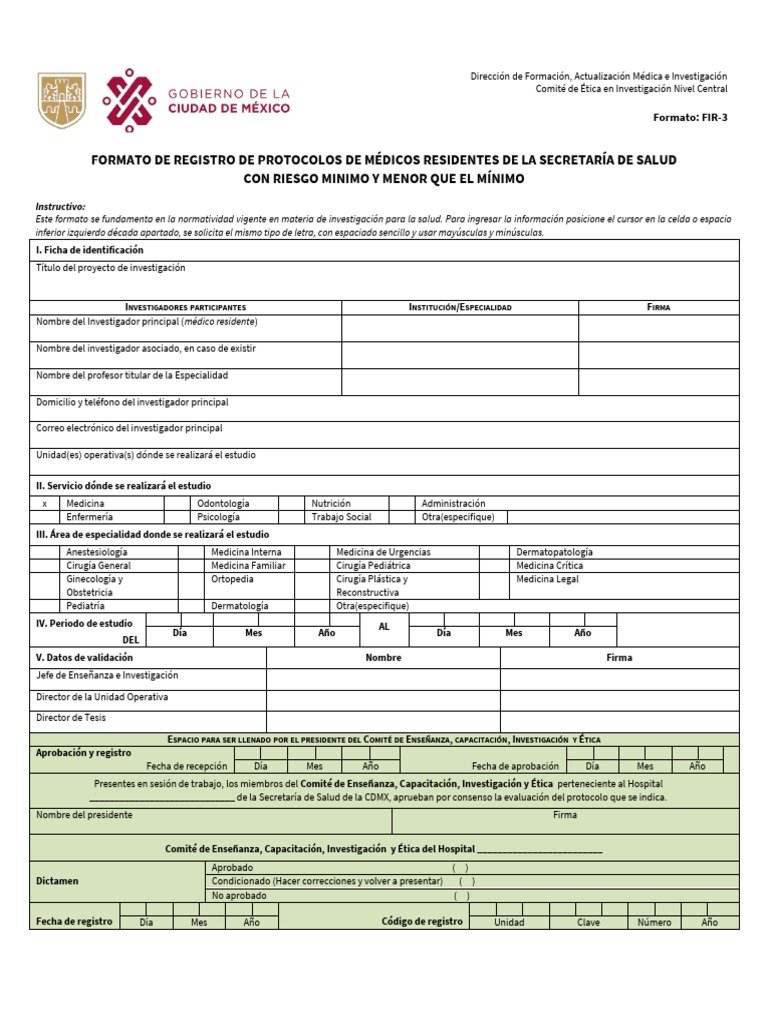 Formato FIR-3 | PDF | Medicina | Hospital