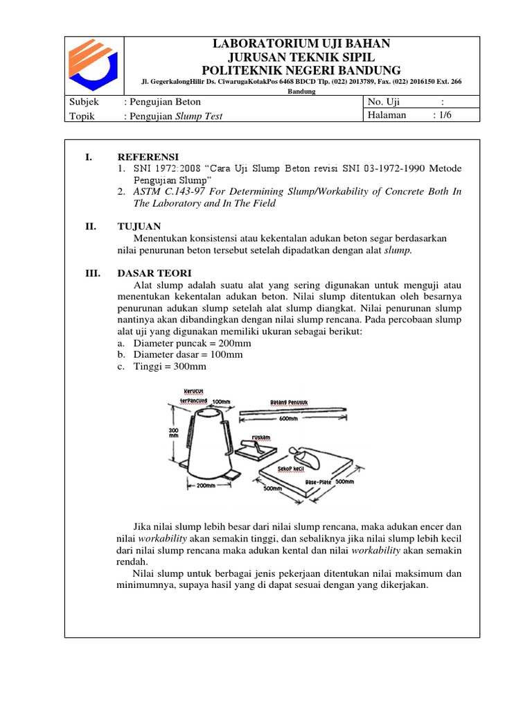Laporan Praktikum Slump Test | PDF