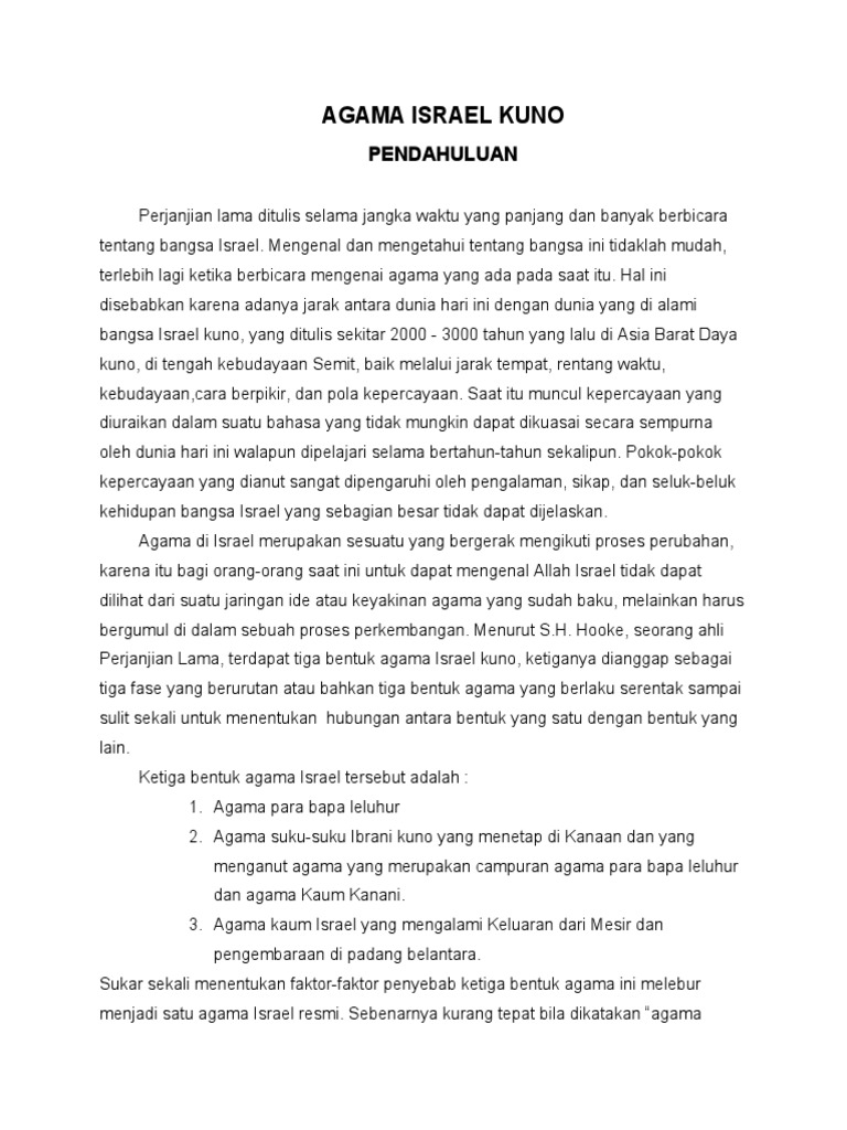 Agama Kuno Israel dan Perkembangannya | PDF