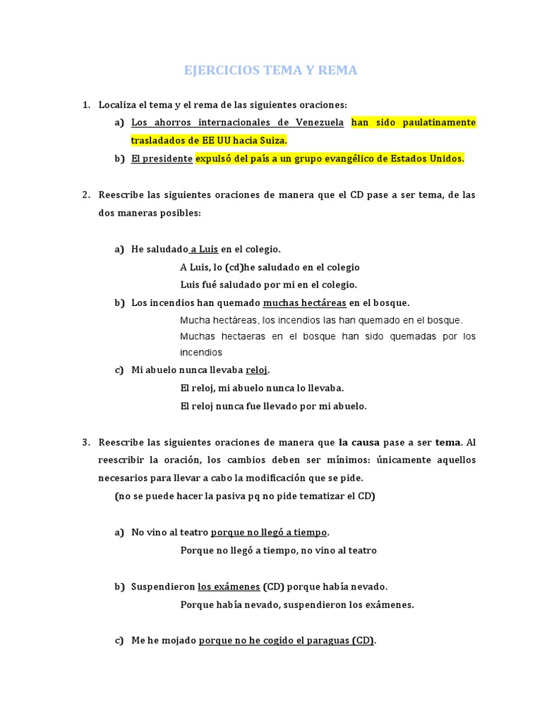 Ejercicios de Tema y Rema | PDF | Arte