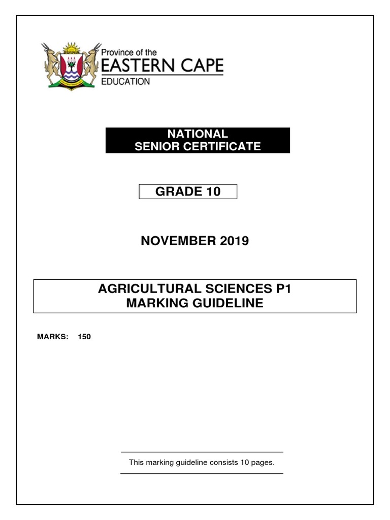 Agr Sciences p1 Gr10 Memo Nov2019 English. | PDF | Agriculture | Maize