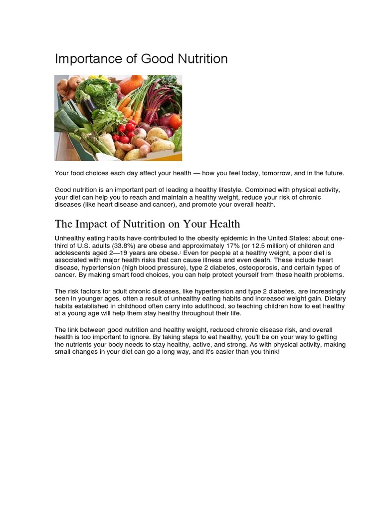 Importance of Good Nutrition | PDF