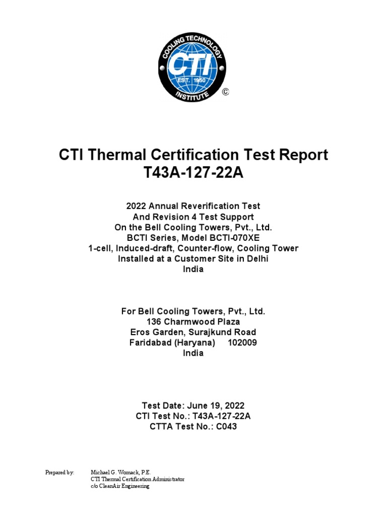 CTI Test Summary Report (Advent IT Park) T43A 178 16A 2016 | PDF ...