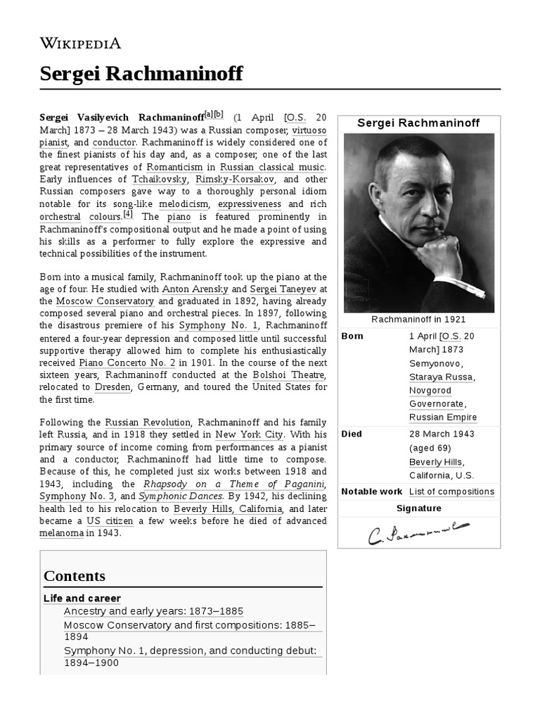 Sergei Rachmaninoff | PDF | Musical Compositions | Classical Music