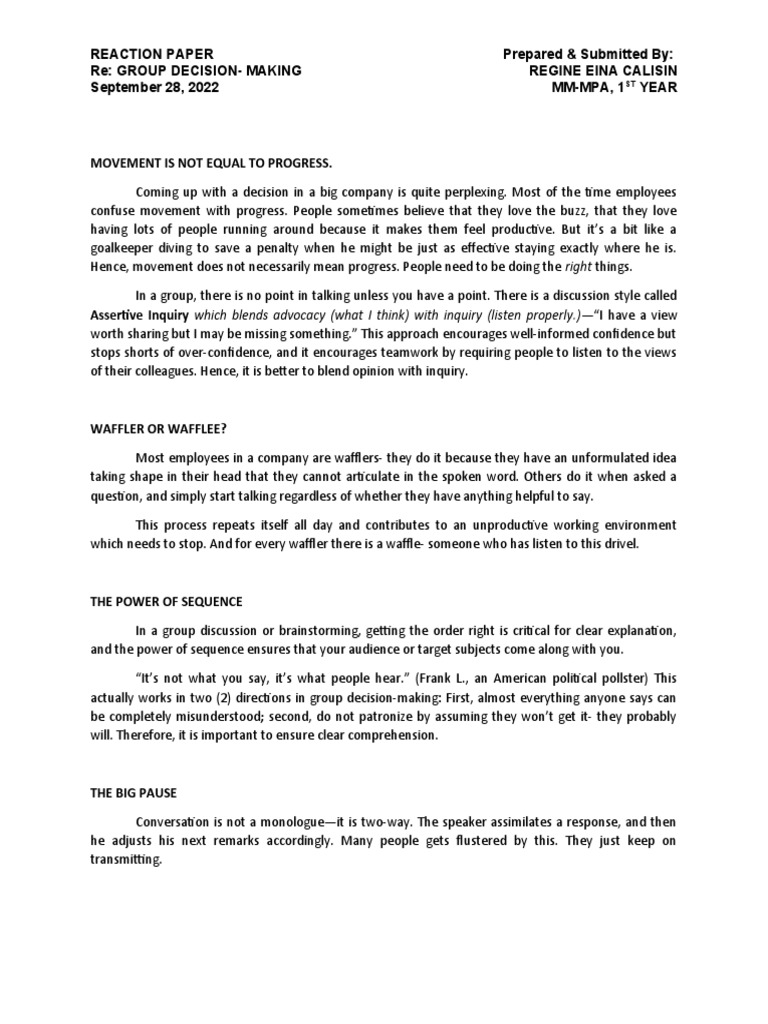 Group Decision Making | PDF | Waffle | Cognition