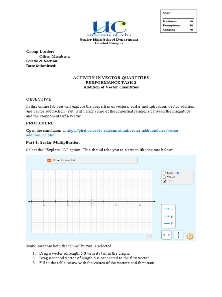 Vector Addition Performance Task | PDF | Euclidean Vector | Cartesian ...