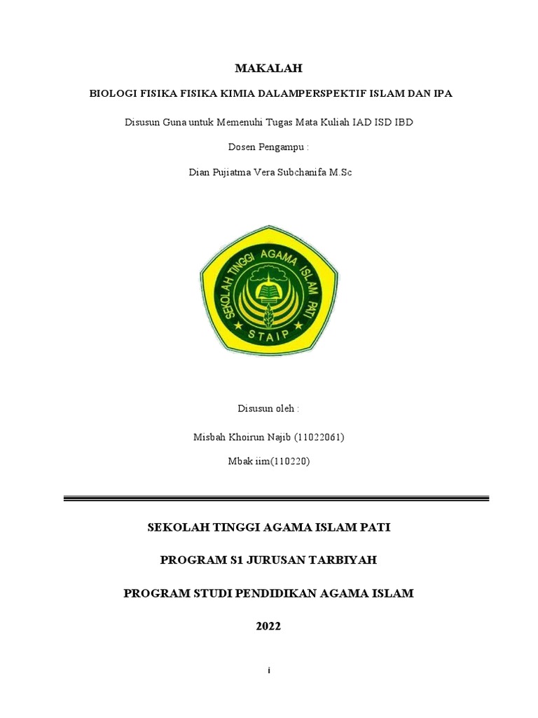 Makalah: Biologi Fisika Fisika Kimia Dalamperspektif Islam Dan Ipa | PDF