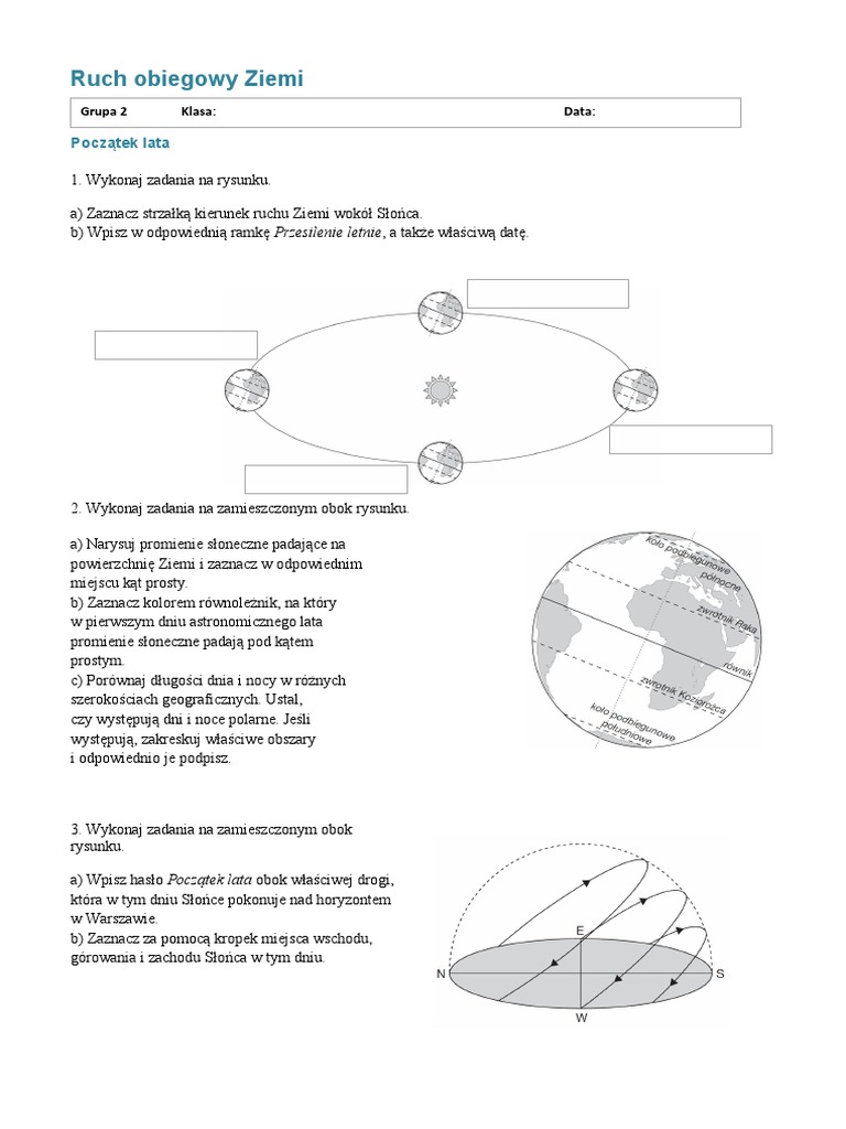 Ruch Obiegowy Ziemi - Karta Pracy 2 | PDF