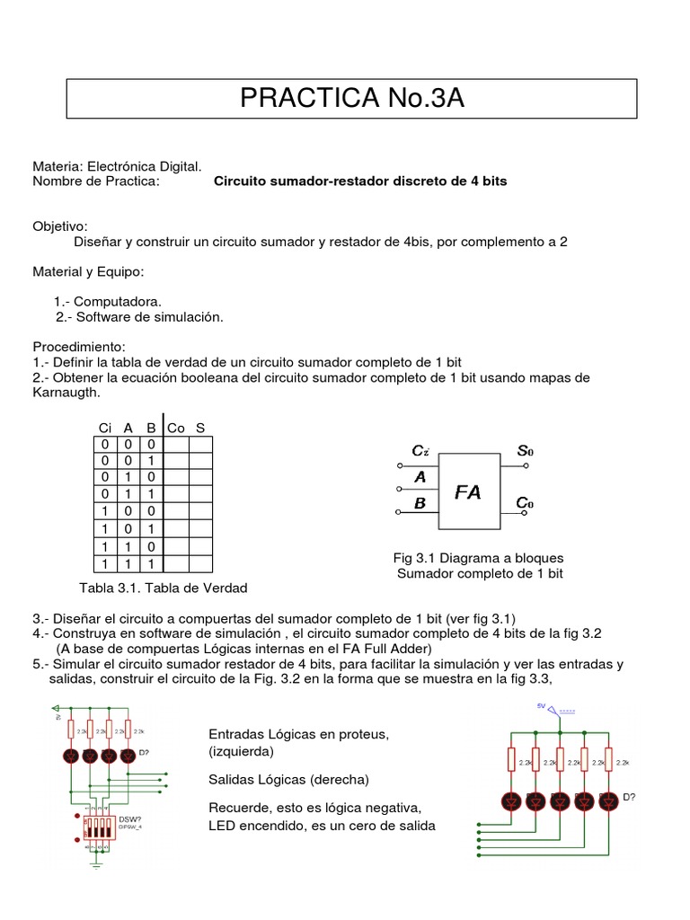 02 Practica 3A Guia Circuito Sumador Restador Discreto | Descargar gratis PDF | Poco | Ciencias ...