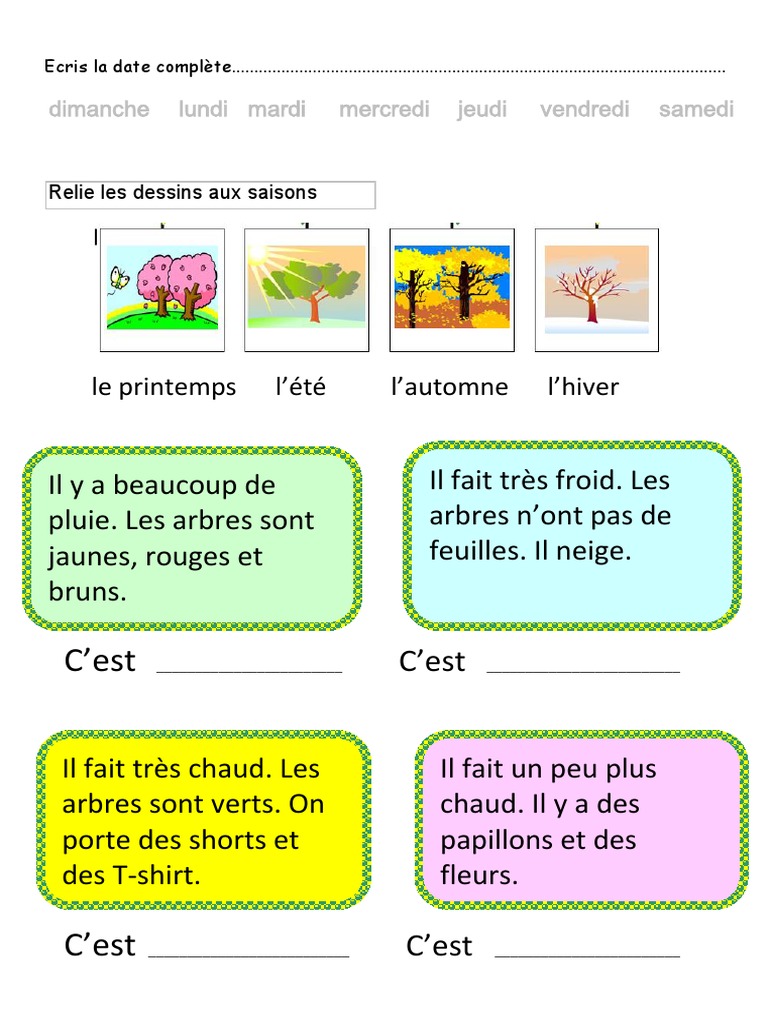 Les Saisons Et Ses Caractéristiques | PDF