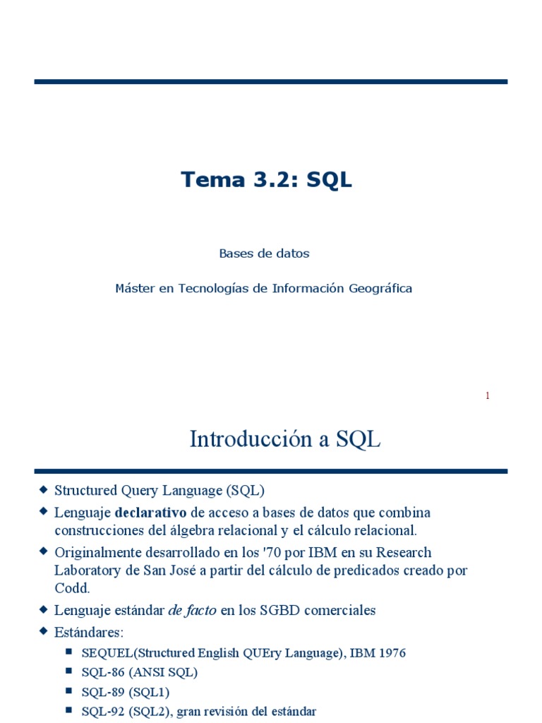 Tema 3.2 SQL | PDF | SQL | Ciencias de la Computación