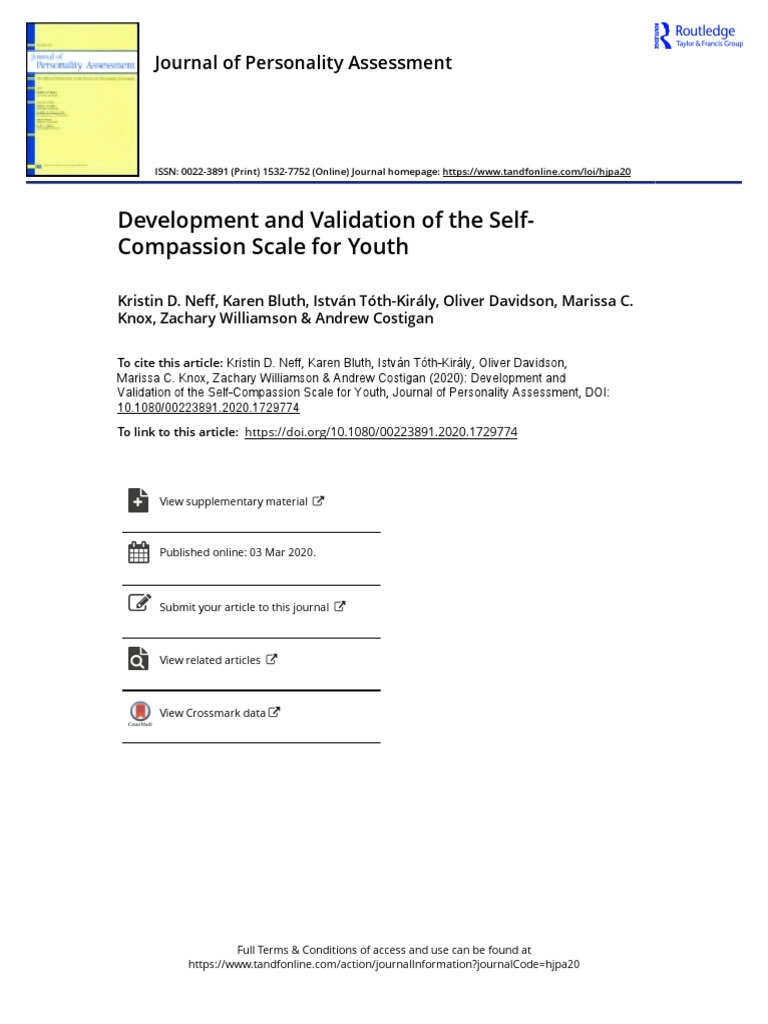 5 Neff Et Al (2020) - Self Compassion Scale For Youth | PDF | Cognitive ...