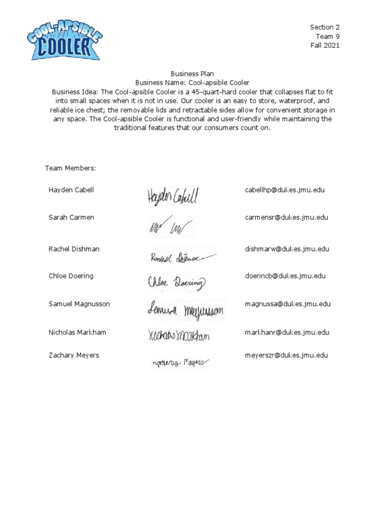 Section 2 Team 9 Business Plan Draft-1 1 Compressed | Download Free PDF ...