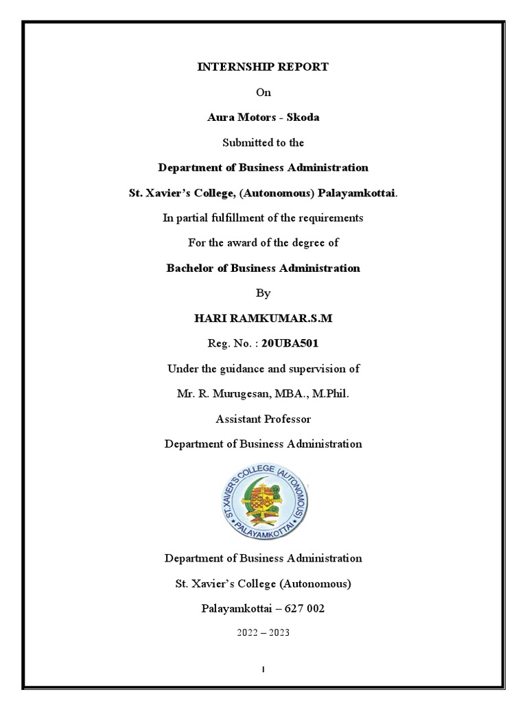 BBA Internship Report: Aura Motors | PDF | Automotive Industry | Transport