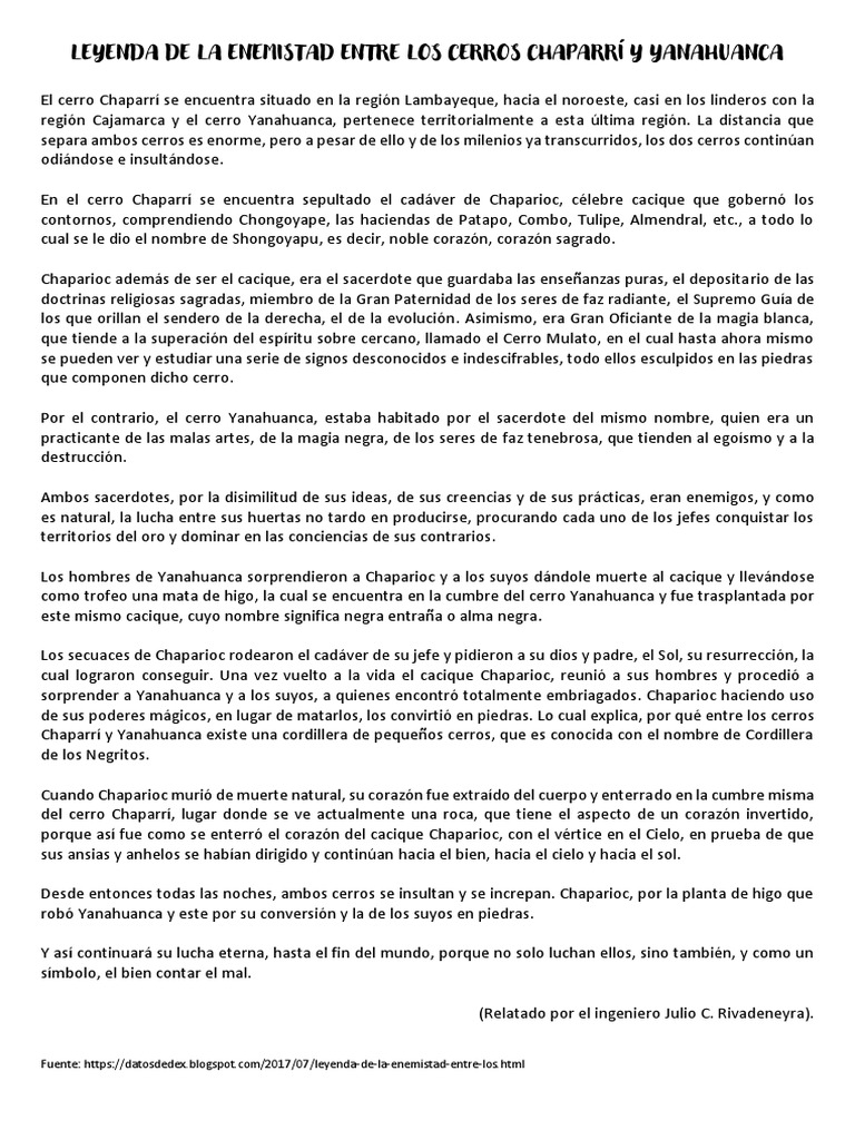 Leyenda Chaparrí | PDF | Sobrenatural | Creencia religiosa y doctrina