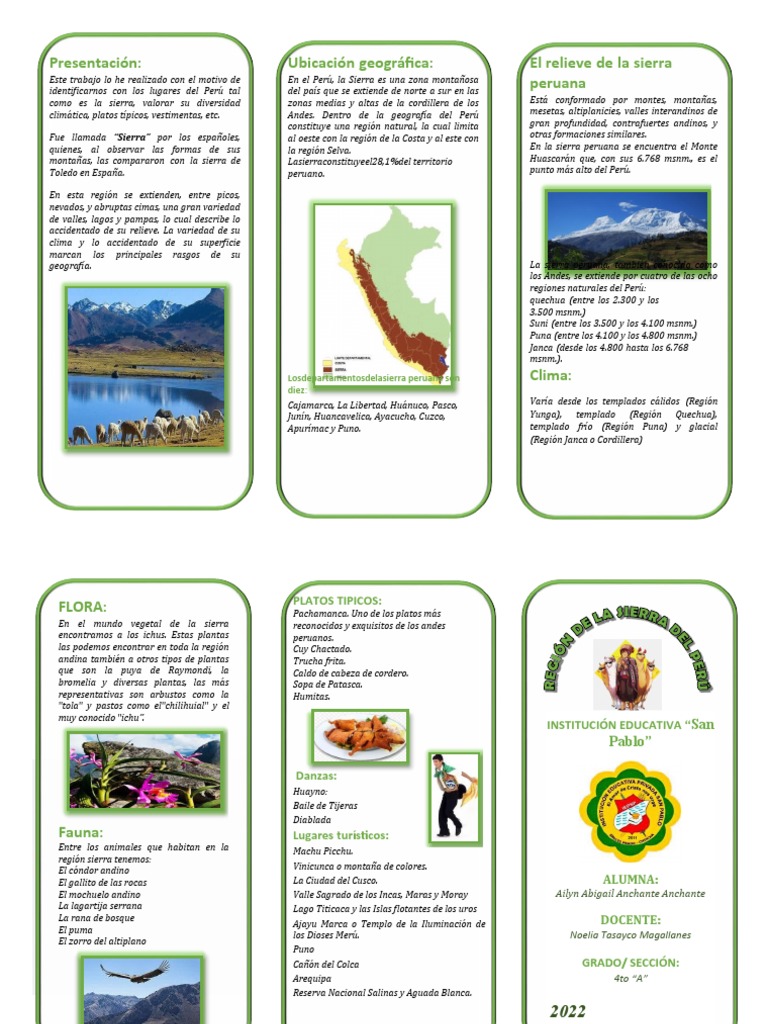 Triptico Sierra | PDF | Andes | Perú