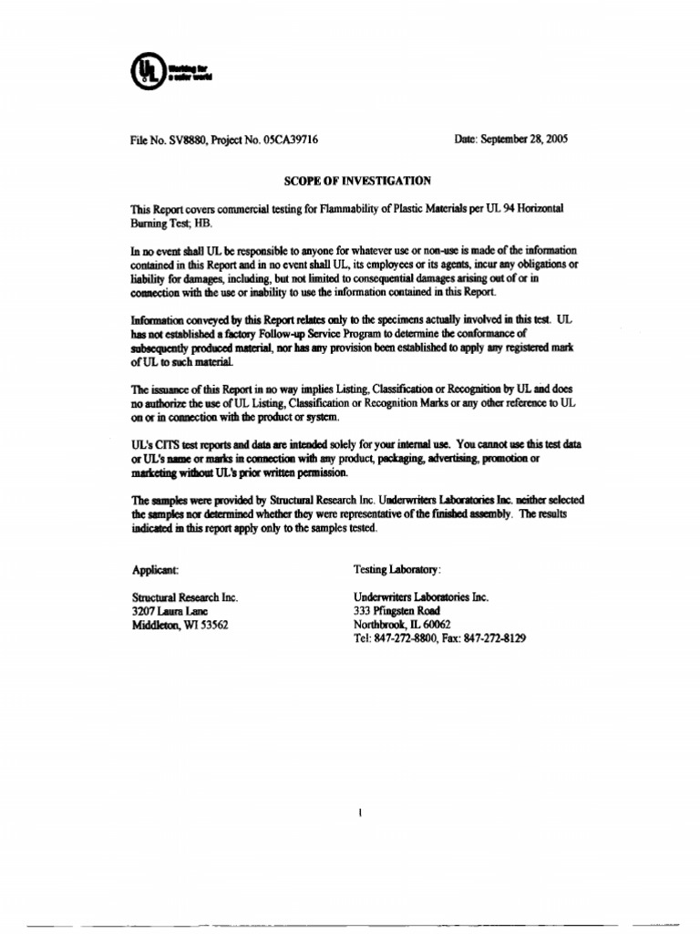 Burn Test UL | PDF