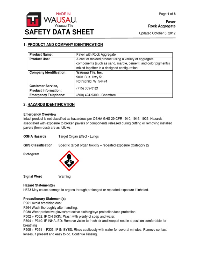 MSDS Paver | PDF | Toxicity | Sodium