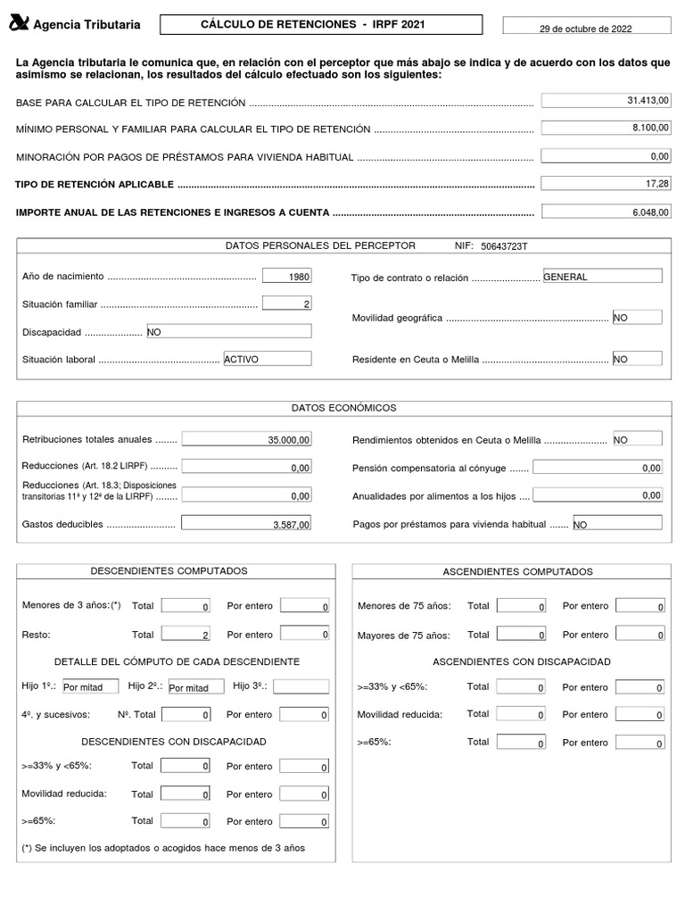 Retención Ejercicio12 | PDF | Economias