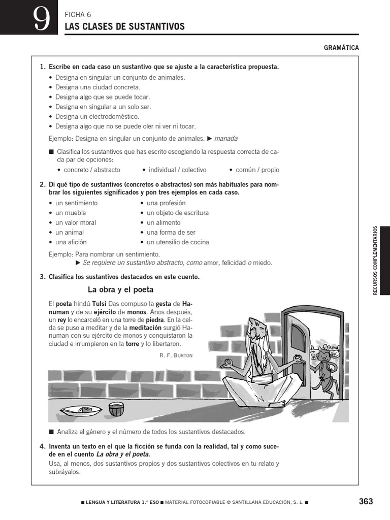 1º ESO. Sustantivos. Clases y Género. Avanza | PDF | Sustantivo ...