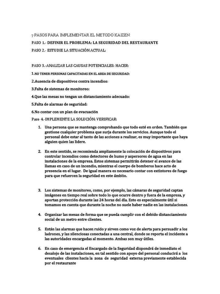 7 Pasos para Implementar El Metodo Kaizen | PDF 7 Pasos para Implementar El Metodo Kaizen | PDF