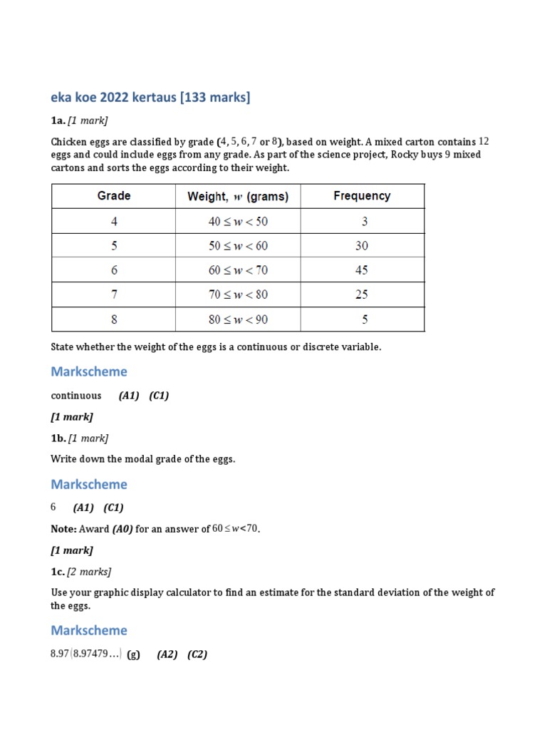 Eka Koe 2022 Kertaus Markscheme | PDF | Volume | Body Mass Index