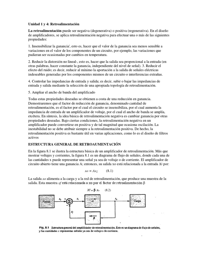 Unidad - Nº1 y 4 Realimentacion | PDF | Amplificador | Oscilación