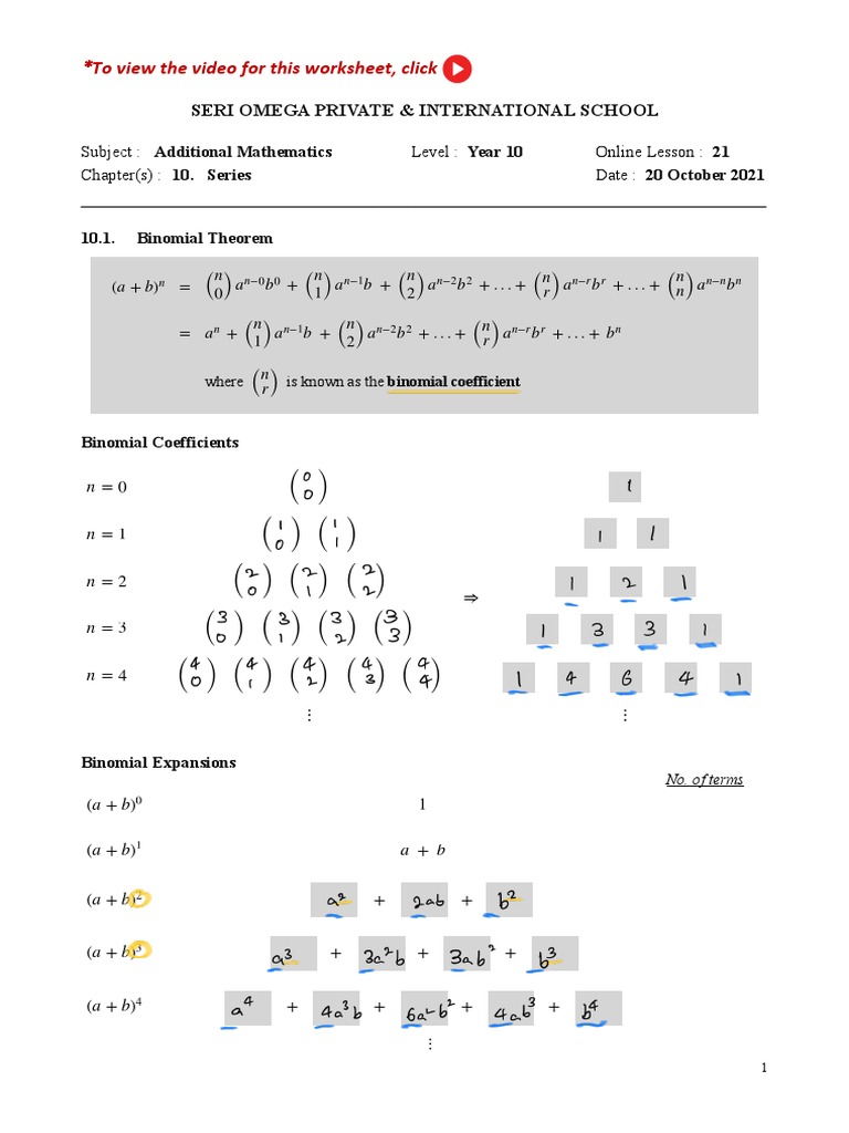Y10 Add Maths Online Lesson 21 | PDF | Elementary Mathematics | Arithmetic