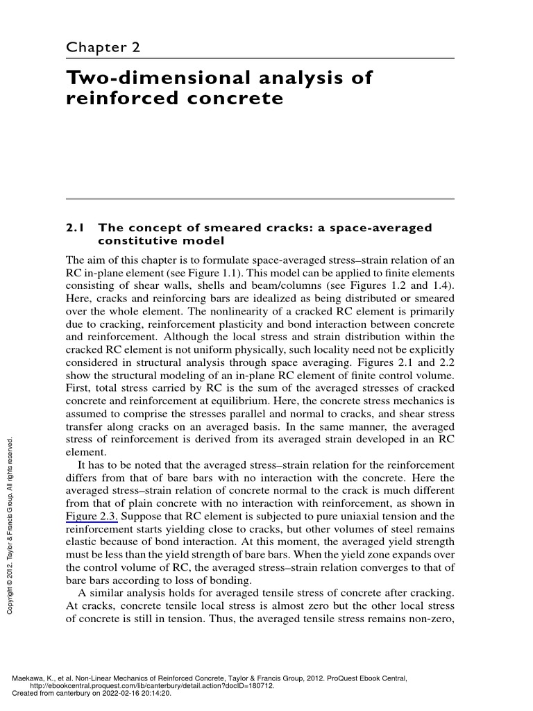 Non-Linear Mechanics of Reinforced Concrete - (2 Two-Dimensional ...