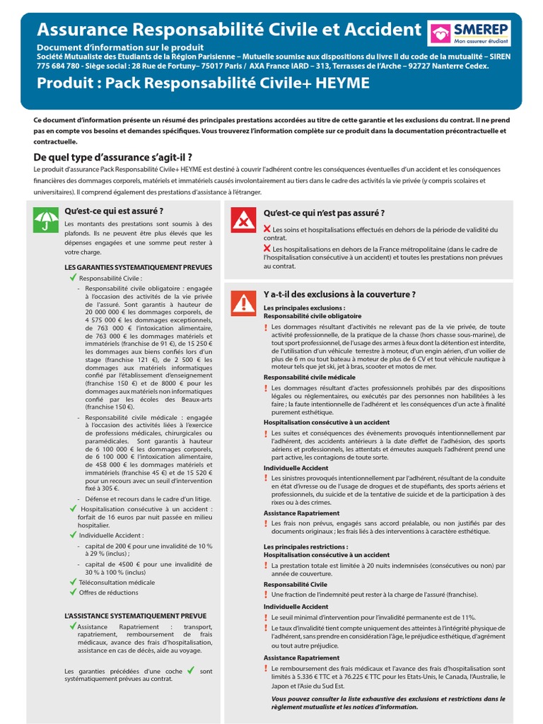 Fiche Ipid RC Plus 20201127 1607437720 | PDF | Assurance