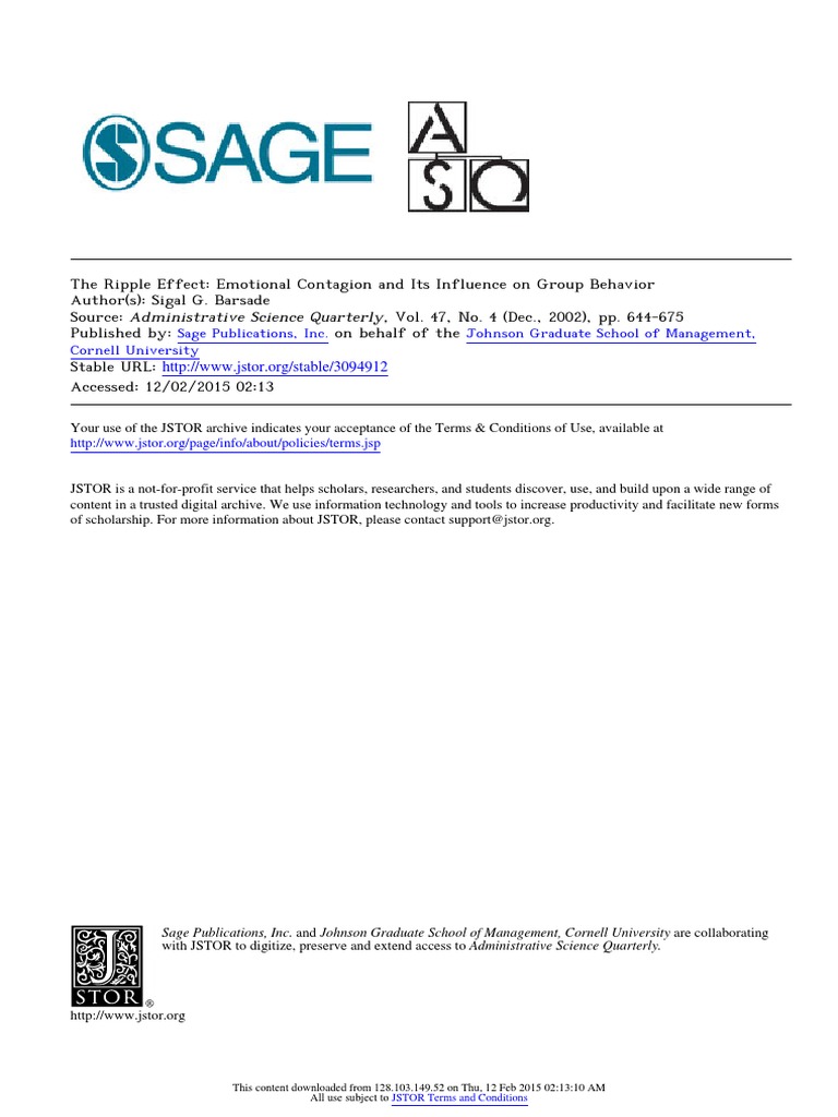Ripple Effect Emotional Contagion | PDF | Emotions | Affect (Psychology)