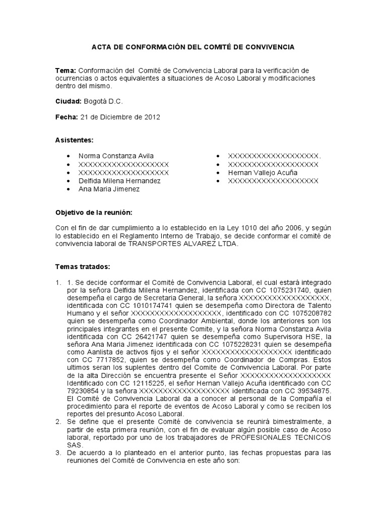 Actas Comite de Convivencia | PDF