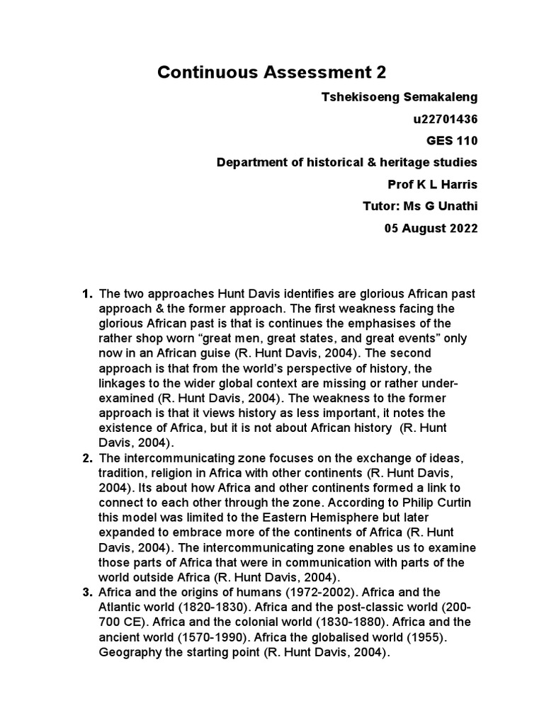Continous Assessment 2 | PDF | Africa | Science