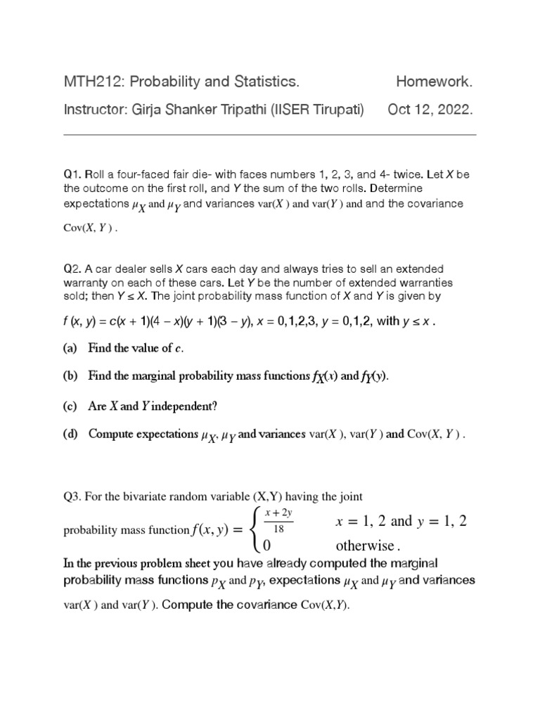 Tutorial 5 | PDF | Variance | Probability Density Function