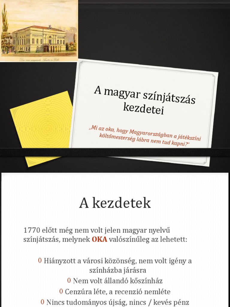 A Magyar Színjátszás Kezdetei | PDF