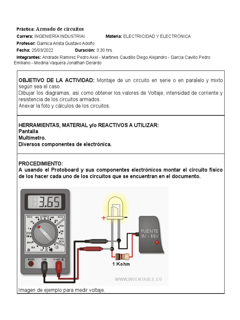 Práctica de Circuitos con LEDs y Resistencias | PDF | Resistencia ...