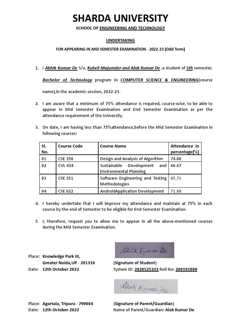 Sharda University: School of Engineering and Technology Undertaking | PDF
