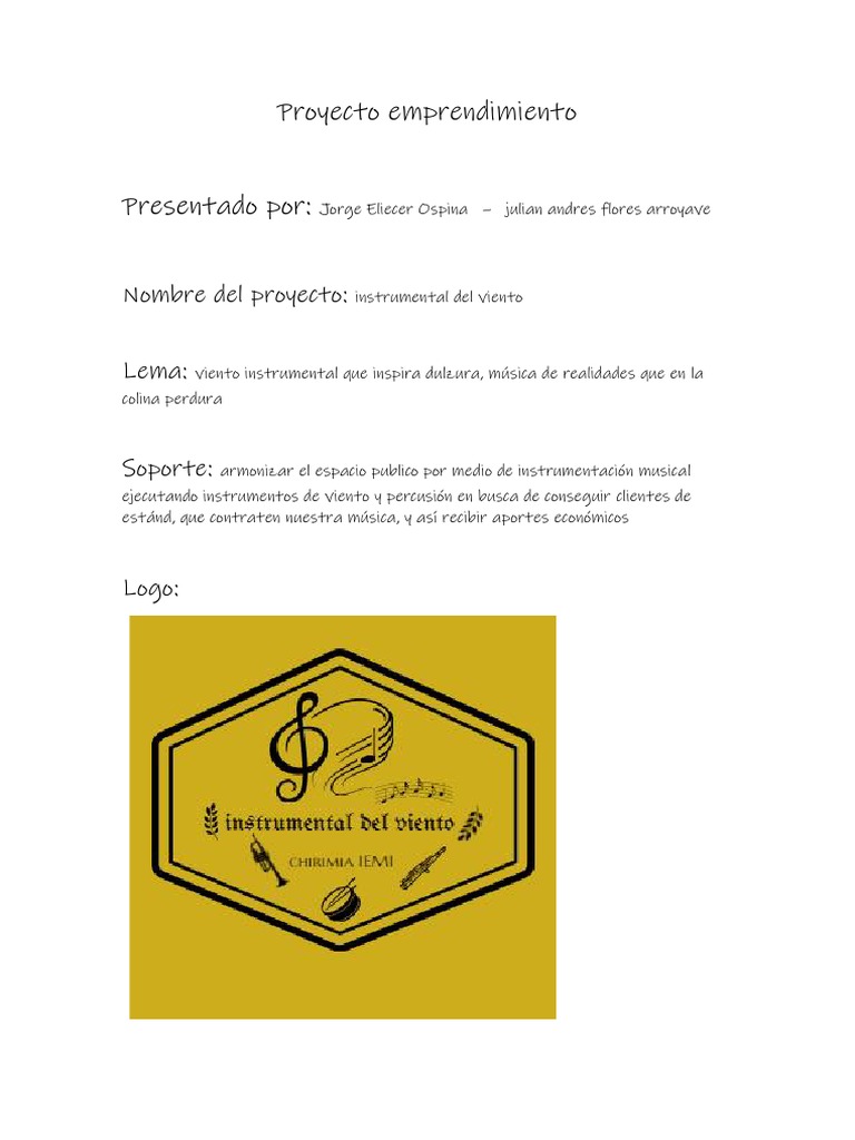 Proyecto Emprendimiento Musical | PDF