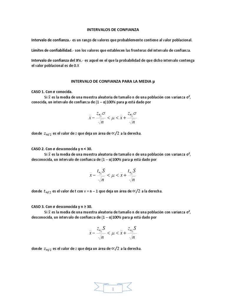 MANUAL Intervalos de Confianza | PDF | Intervalo de confianza | Desviación Estándar