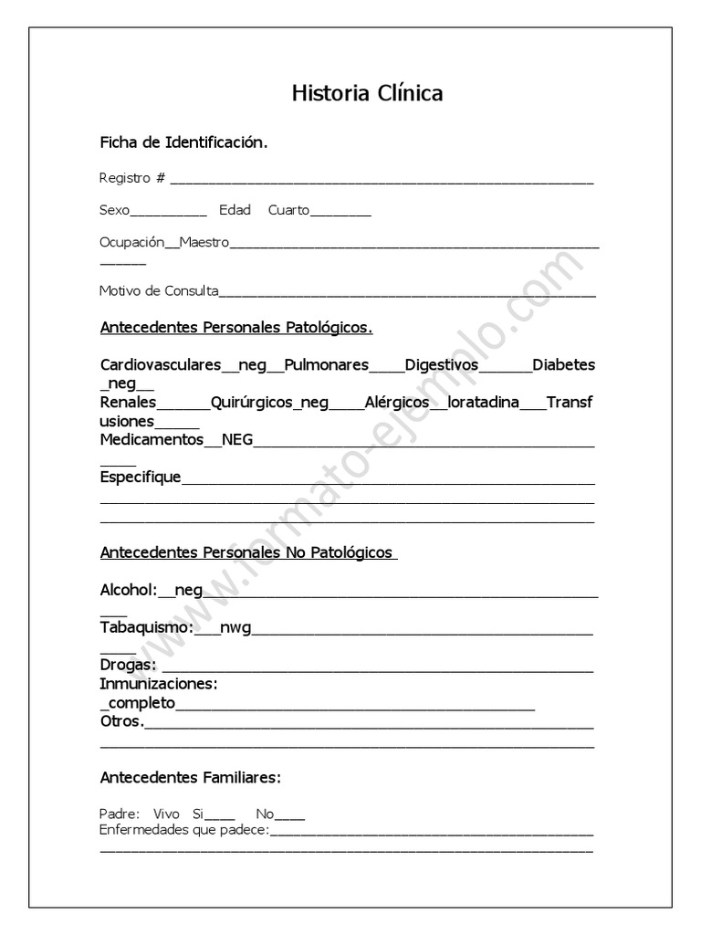 Historia Clinica Word | PDF | Medicina | Medicina CLINICA