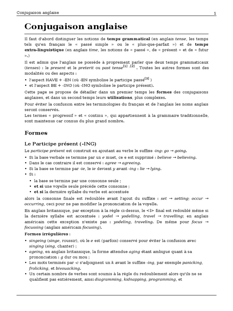 Conjugaison Anglaise | PDF | Typologie linguistique | Syntaxe