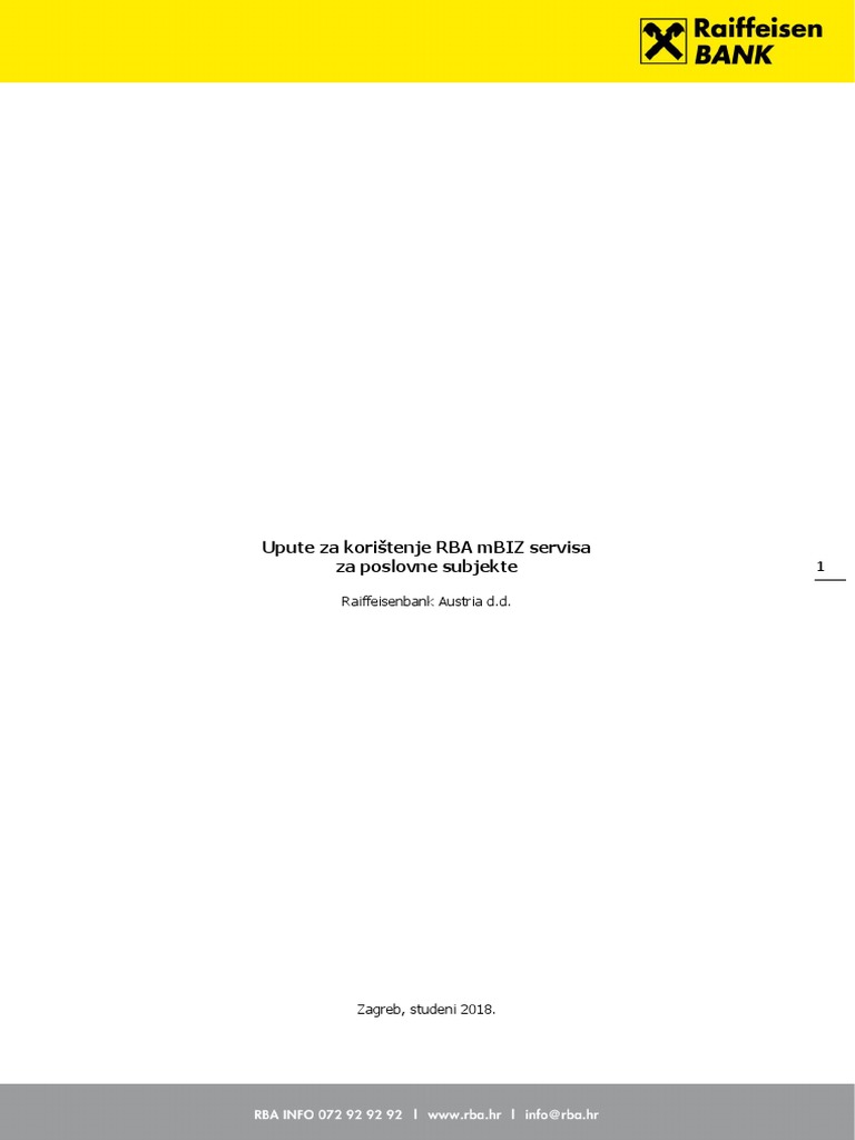 Upute Za Korištenje RBA mBIZ Servisa Za Poslovne Subjekte | PDF