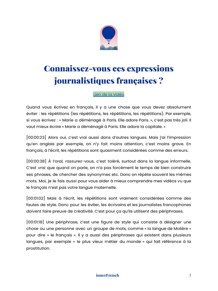 79 Connaissez-Vous Ces Expressions Journalistiques | PDF | Langue ...