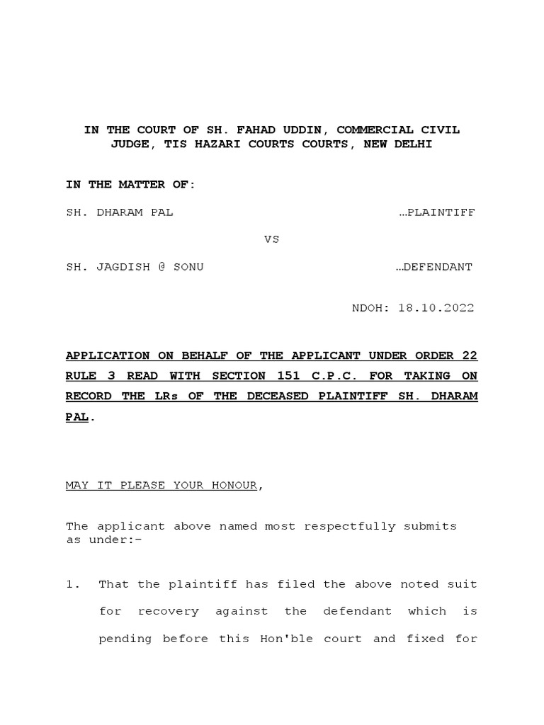 Application o 22 R 3 | PDF | Affidavit | Common Law