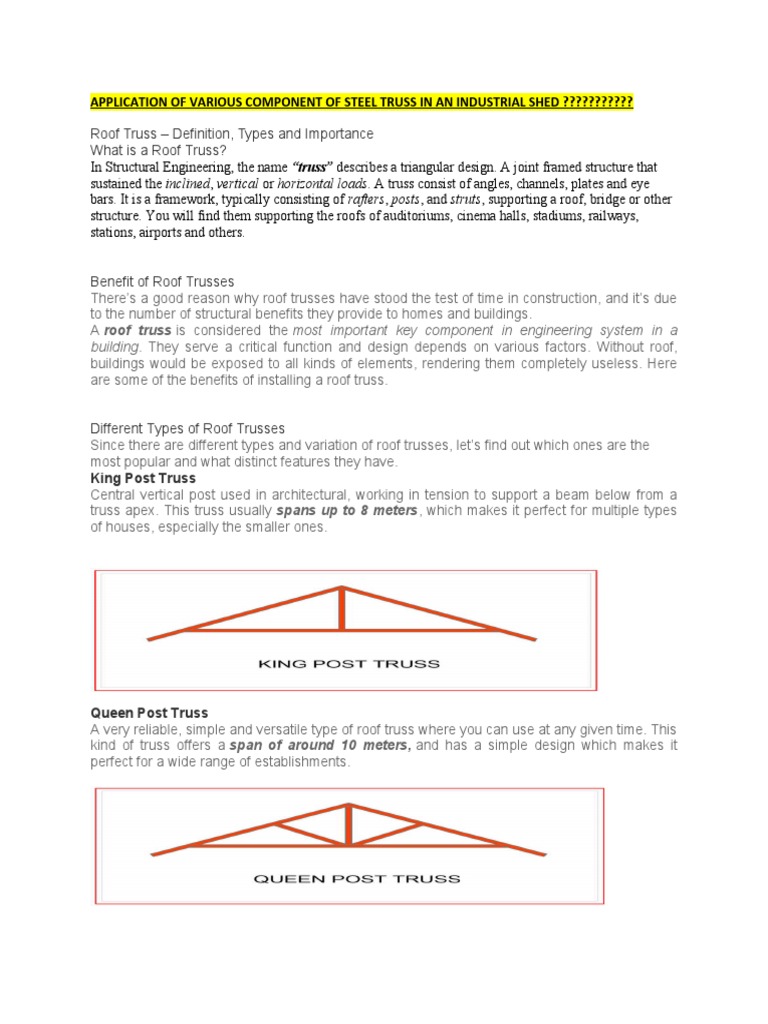 Component of Steel Truss | PDF | Truss | Roof