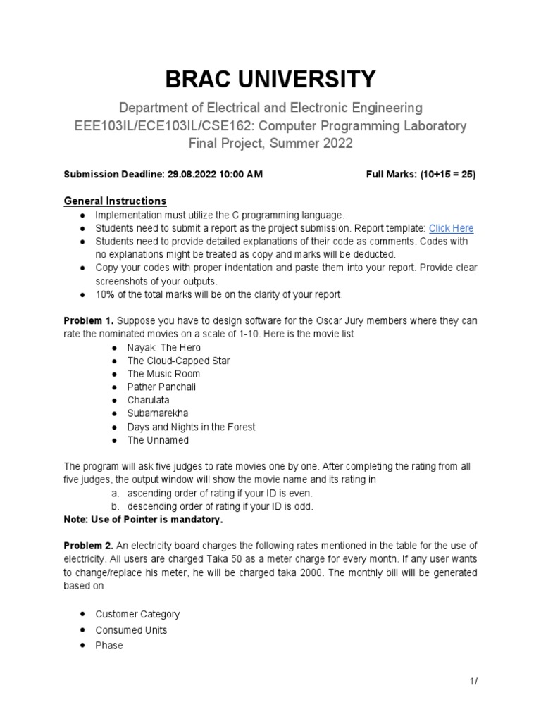 Eee 103 Project | PDF