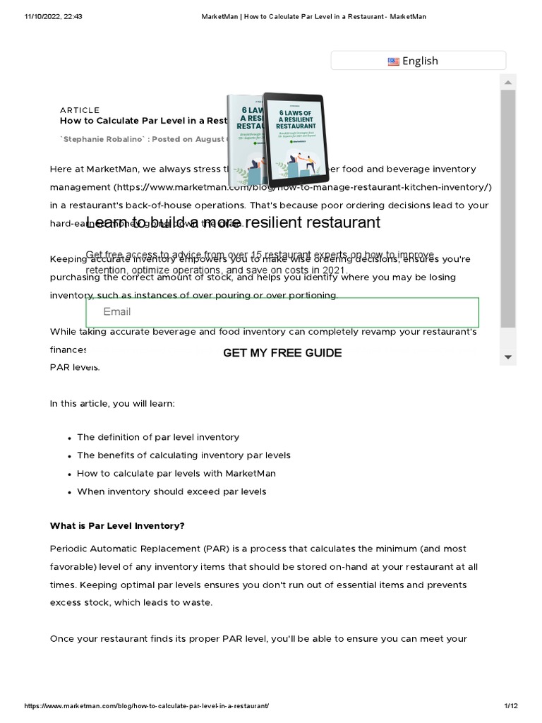 MarketMan - How To Calculate Par Level in A Restaurant - MarketMan ...