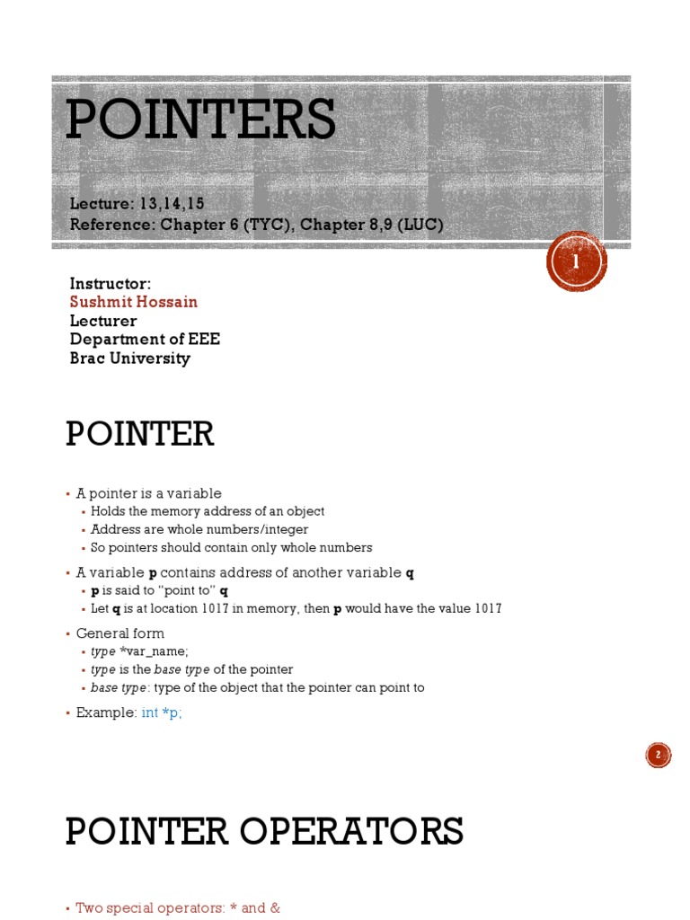 CSE161 Lec 13 14 15 Pointers | PDF | Pointer (Computer Programming) | Integer (Computer Science)