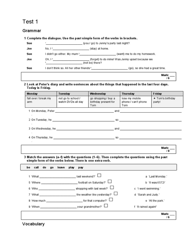 Test 1: Grammar | PDF