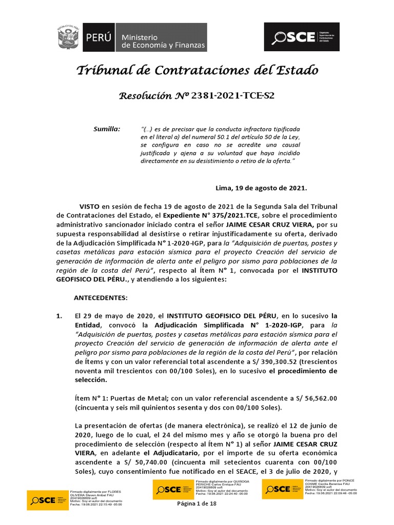Resolución 2381 2021 Tce S2 Pdf Pdf Regulación Ley Común